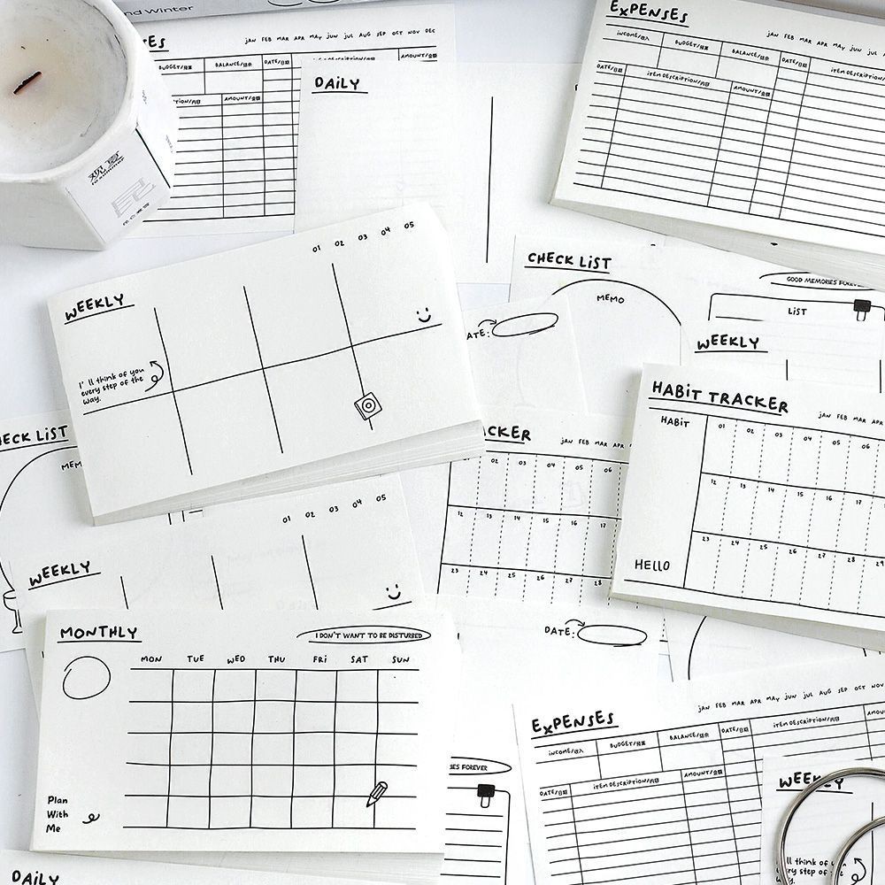 Cdaily|80pcs Black White Graffiti Notepad Tearable Non-Sticky Notebook ...