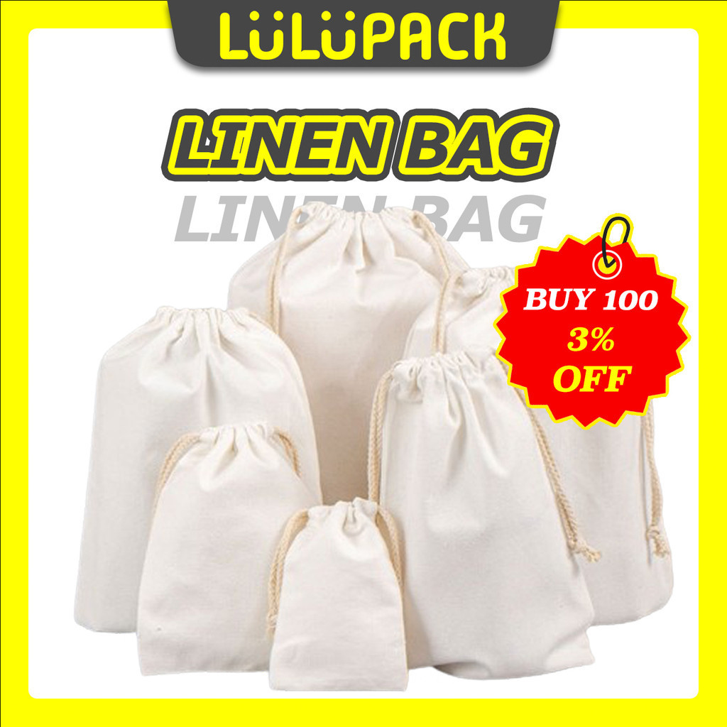 LULUPACK Linen Pouch Bag Goodies Cotton Drawstring Bag Uncang Doorgift ...
