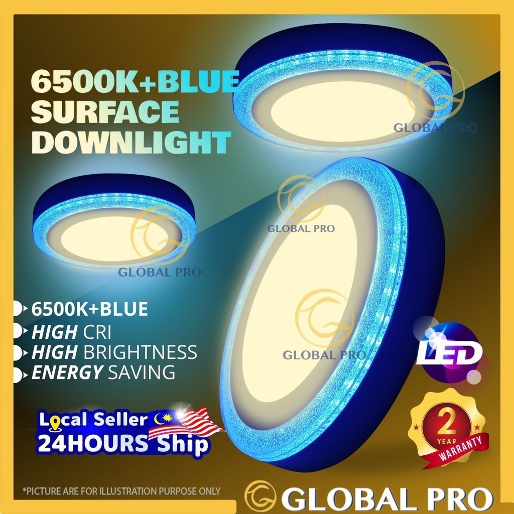 6500K+ BLUE Surface Downlight LED Flush Mount Panel Ceiling Light ...
