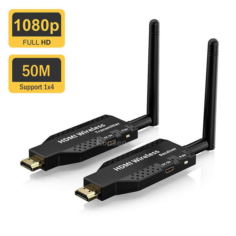 50M Wireless HDMI Extender 5.8GHz Fast Speed HD WiFi Video Extension ...