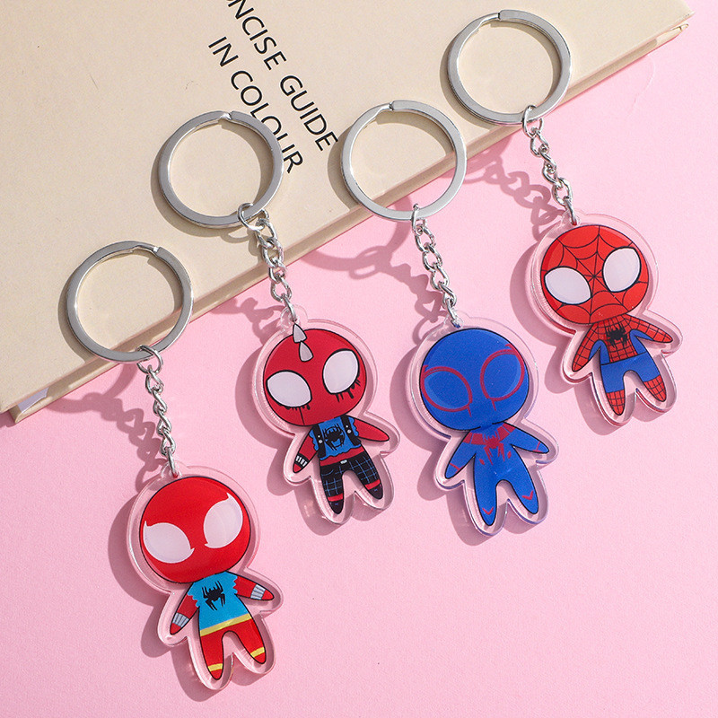 Superhero Anime Spider-Man Venom Acrylic Keychain Key Ring Pendant ...