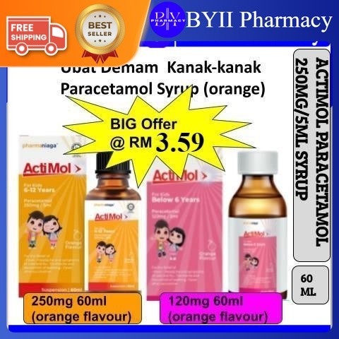 ACTIMOL PARACETAMOL SYRUP 120MG OR 250MG/5ML 60ML | Shopee Malaysia