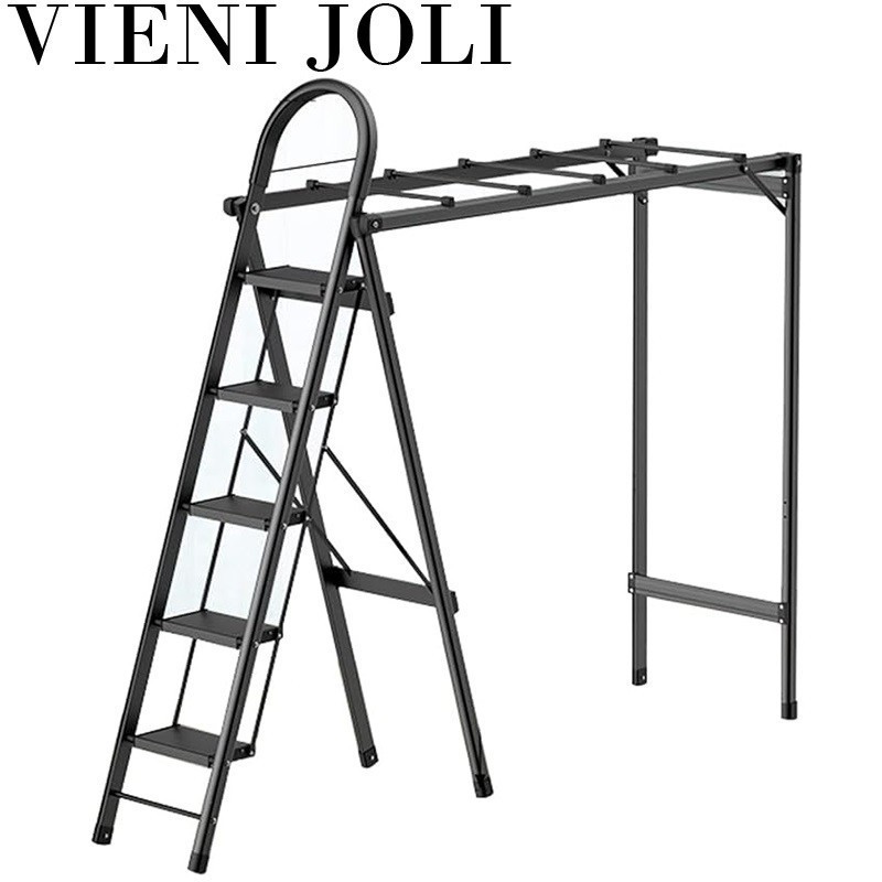 VIENI JOLI 2in1 5-step Folding Ladder Indoor Household Ladders Clothes ...