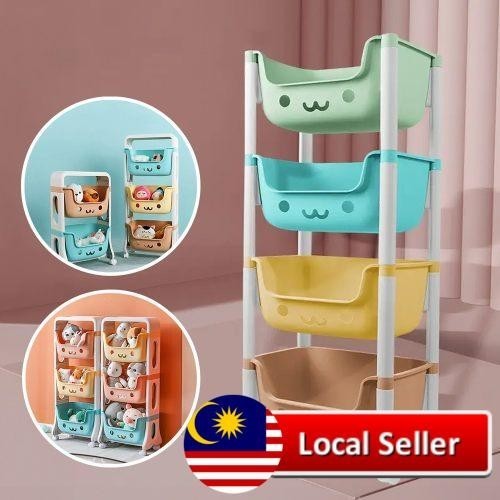 Cute 3 Tiers Plastic Multipurpose Rack Kids Toys Storage Organizer ...