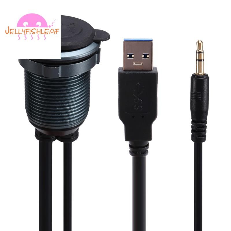 Dashboard USB 3.0+3.5mm Jack Male to Female Extension Cable Flush Mount ...