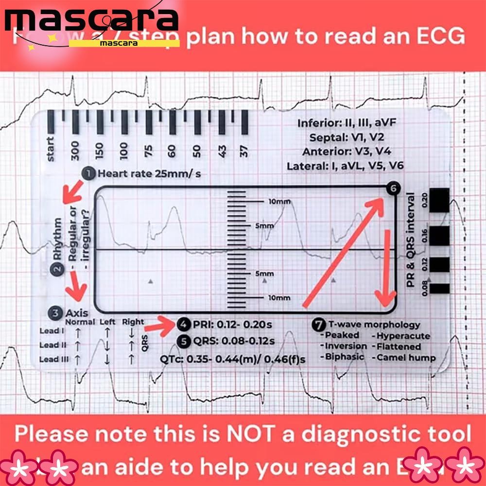 JONY1 EKG Calipers, Portable Transparent ECG 7 Step Ruler, Plastic ECG ...
