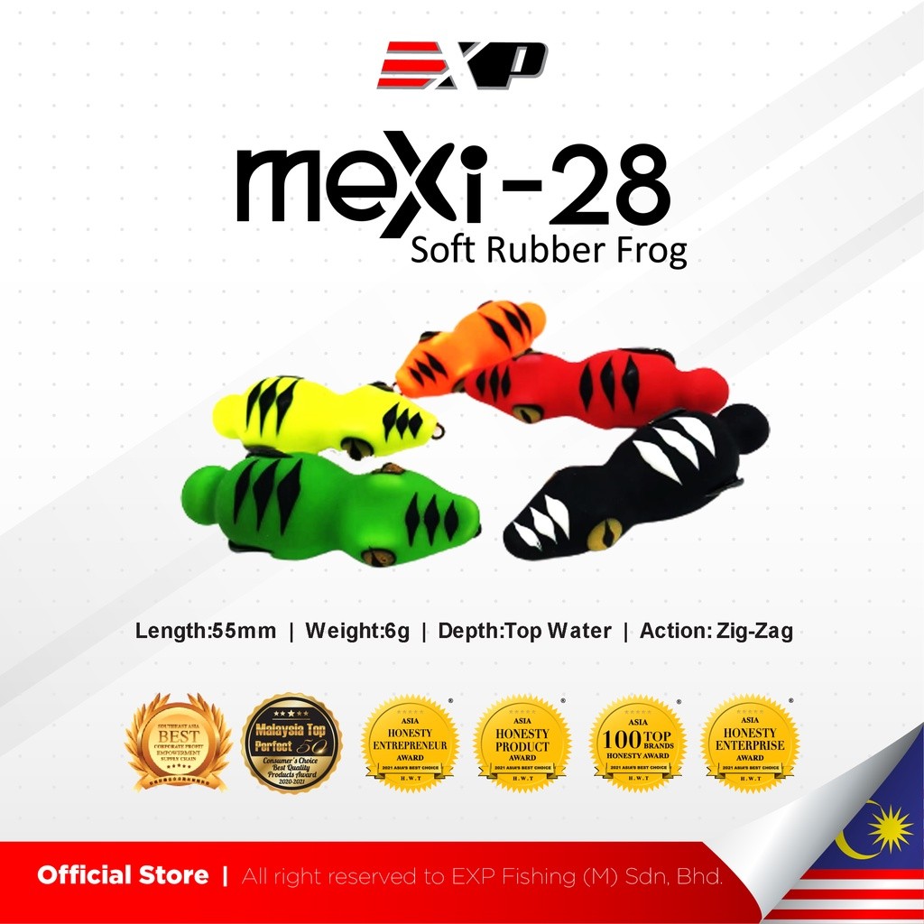 EXP MEXI 28 Soft Rubber Frog Lure Bait Mini Croc Casting Haruan Toman ...