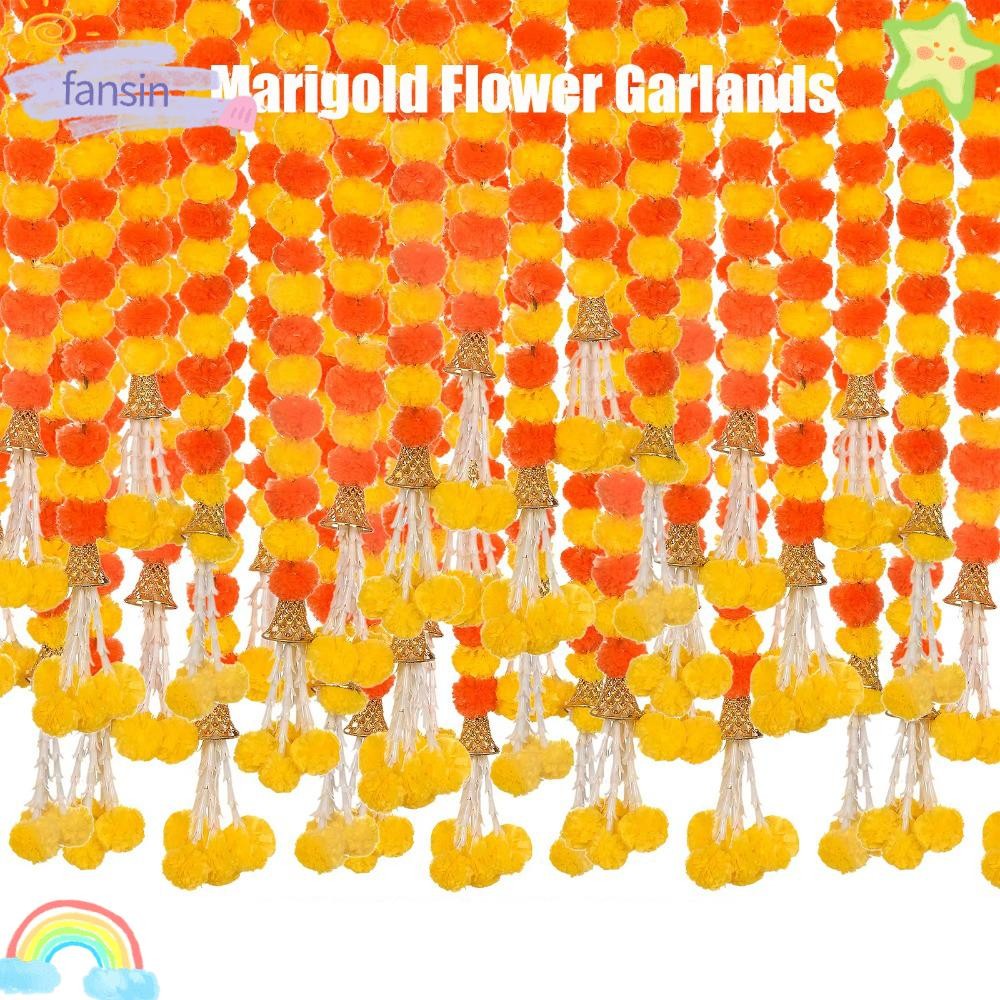 FANSIN Marigold Garland, Long Strands Artificial 1.5m Marigold Flower ...