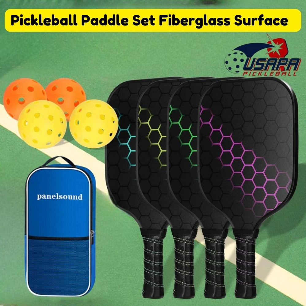 Pickleball Paddles Fiberglass Surface Set Pickle Ball Lightweight ...