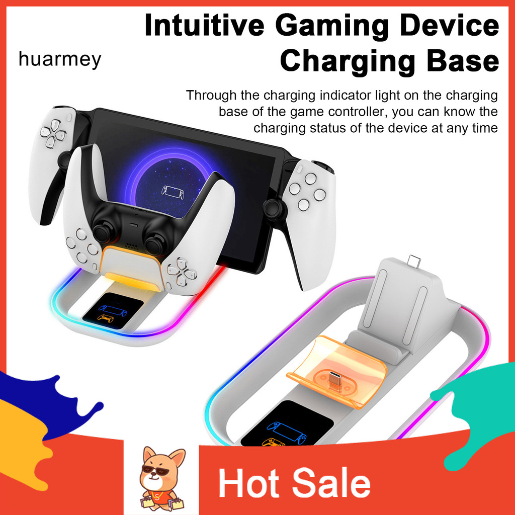 HMY Gaming Controller Charging Base with RGB Lights Compact Design ...