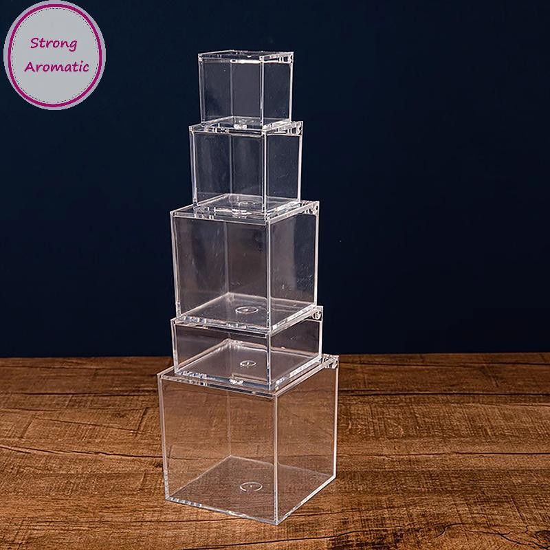 STRO Clear Acrylic Square Cube Box With Lids/Durable Candy Box ...