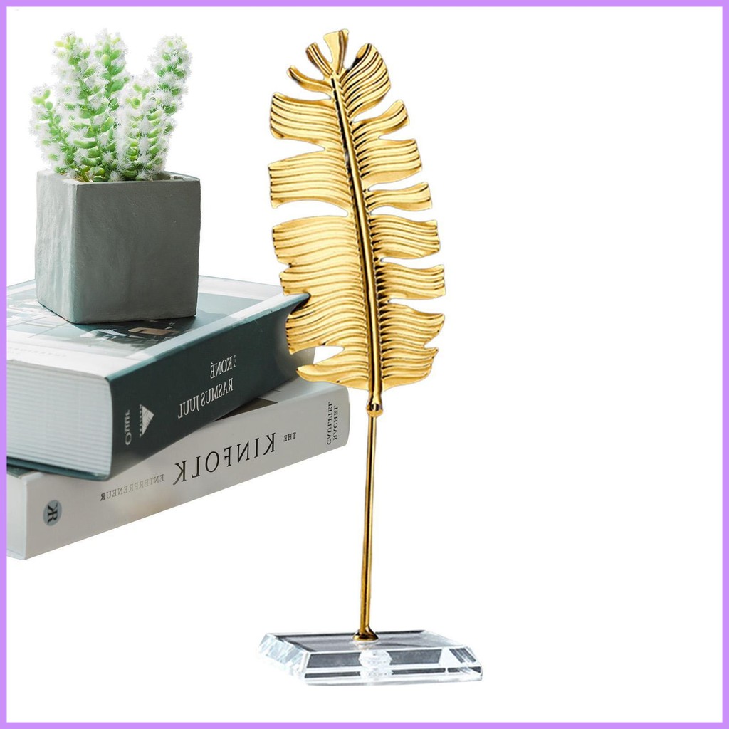 Metal Leaf Sculpture Golden Leaf Statue With Base Morden Art Sculpture ...