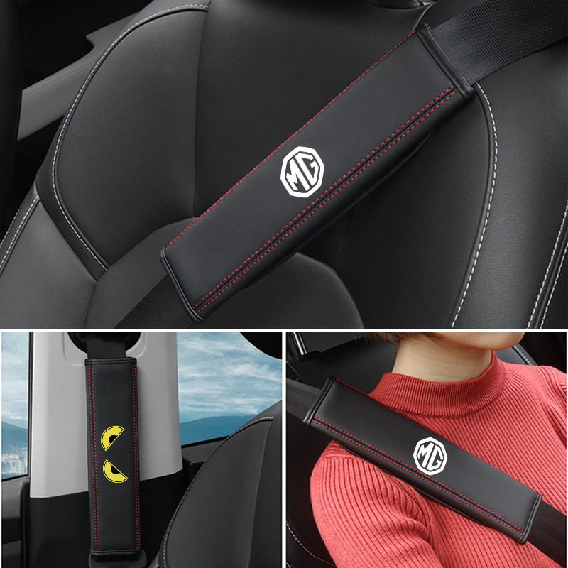 MG Car Seat Belt Fibre Leather Belt Shoulder Pads PU Leather Safety ...