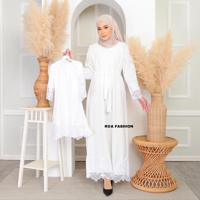ABAYA RANIA KANAK KANAK CEY SATIN READY STOCK Ironless Baju Ikat Lace ...