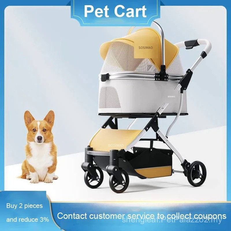 Aluminum Alloy Pet Stroller Detachable Cat Trolley Big Space Pet Cat ...