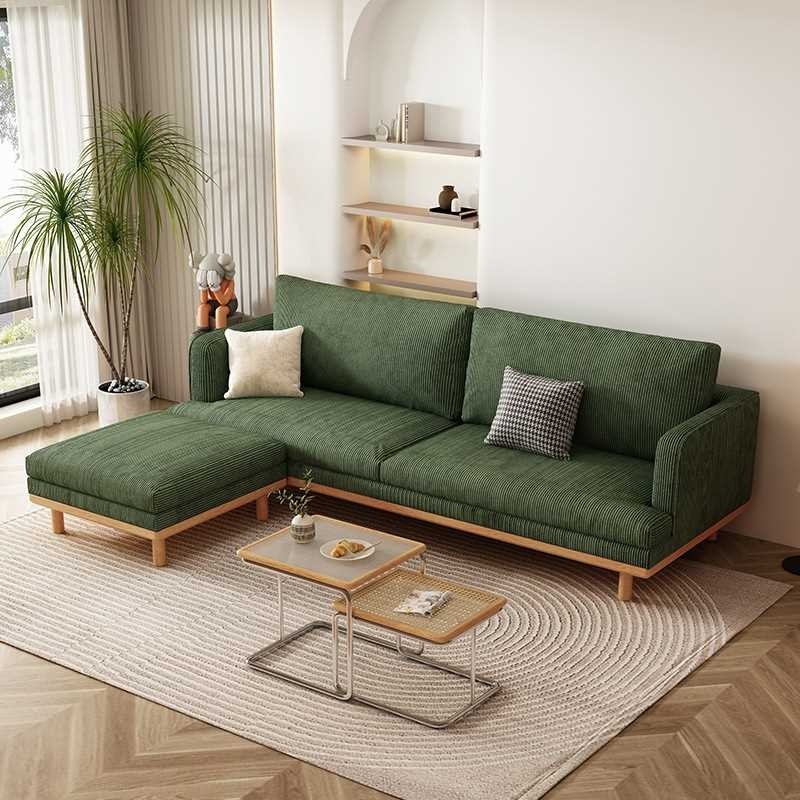 Gabungan sofa kayu pepejal Nordic, perabot ruang tamu pangsapuri besar ...