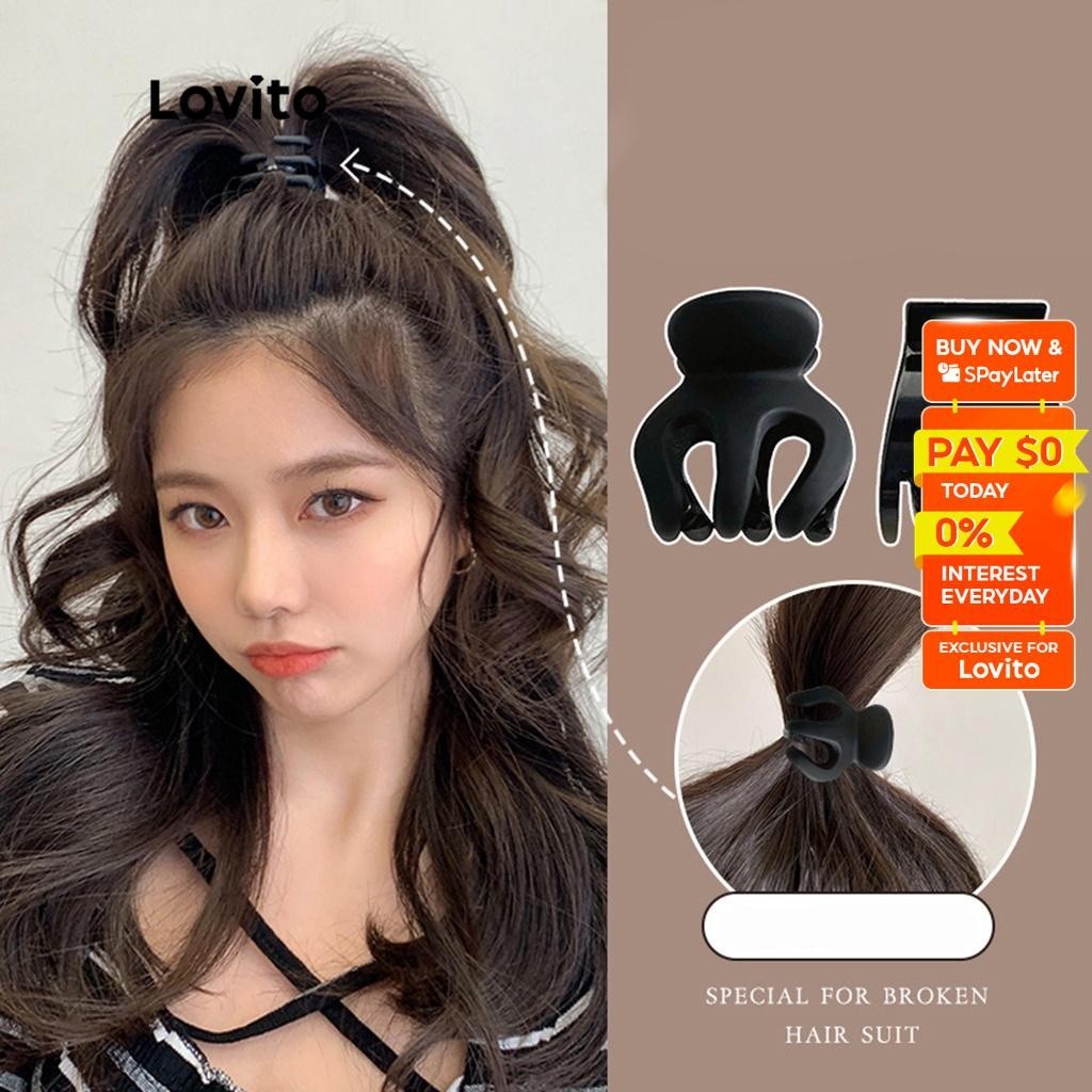 Lovito Casual Plain Basic Hair Clips for Women LNA09050 (Off White/Pink ...