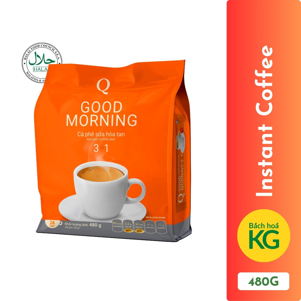 [HALAL] GOOD MORNING 3in1 instant milk coffee 480g (24pcs x 20g) - Cà phê sữa Trần Quang hòa tan ...