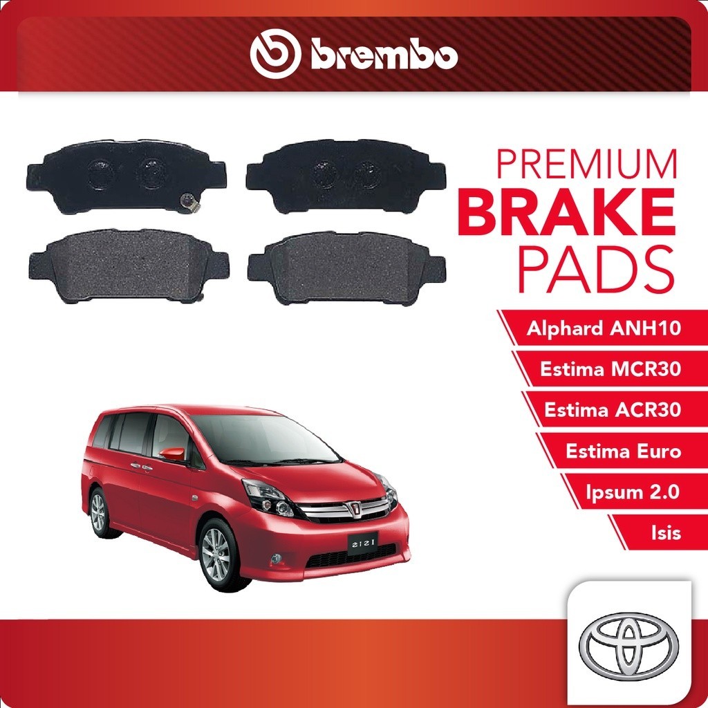 BREMBO Rear Brake Pads (1 set) For Toyota Isis, Ipsum 2.4, Estima ACR30 ...