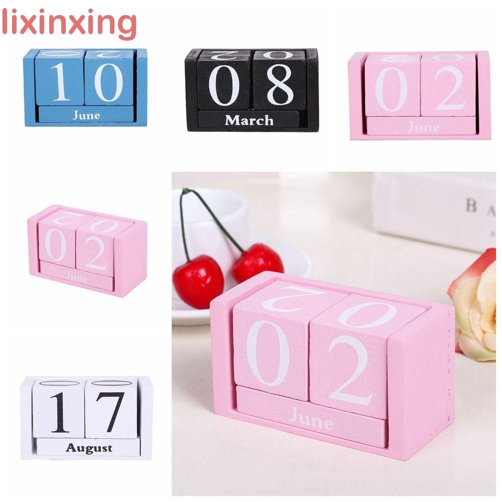 LIXINXING Building Blocks Calendar, Month Display MDF Wooden Perpetual ...
