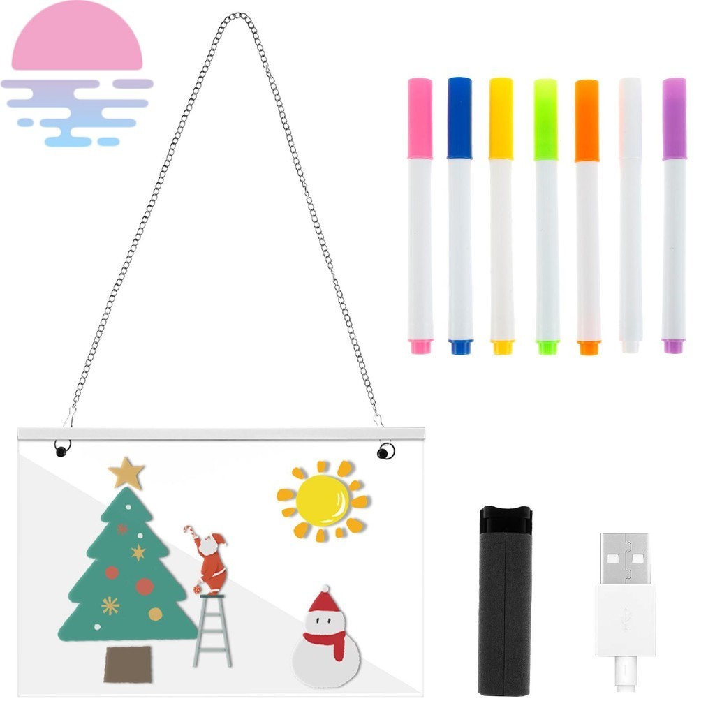 LED Note Board Set Hanging Illuminated Note Board Effortless to Clean ...