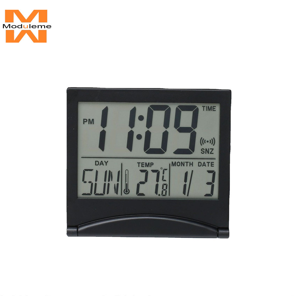 Digital Travel Alarm Clock Foldable Calendar Temperature Timer LCD ...