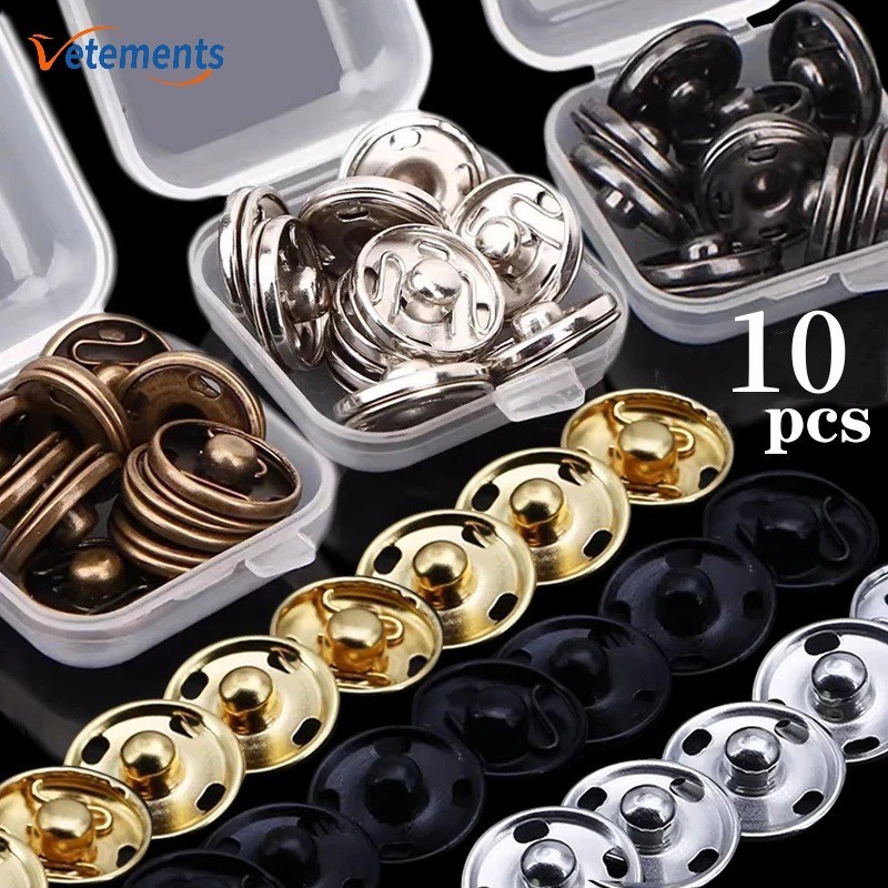 10pcs/ Box Delicate Round Invisible Snap Simple Durable Transparent ...