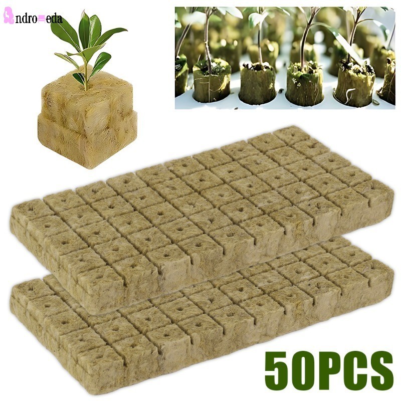 50Pcs Rock Wool Seed Starters Grow Cubes Multipurpose Strong Water ...