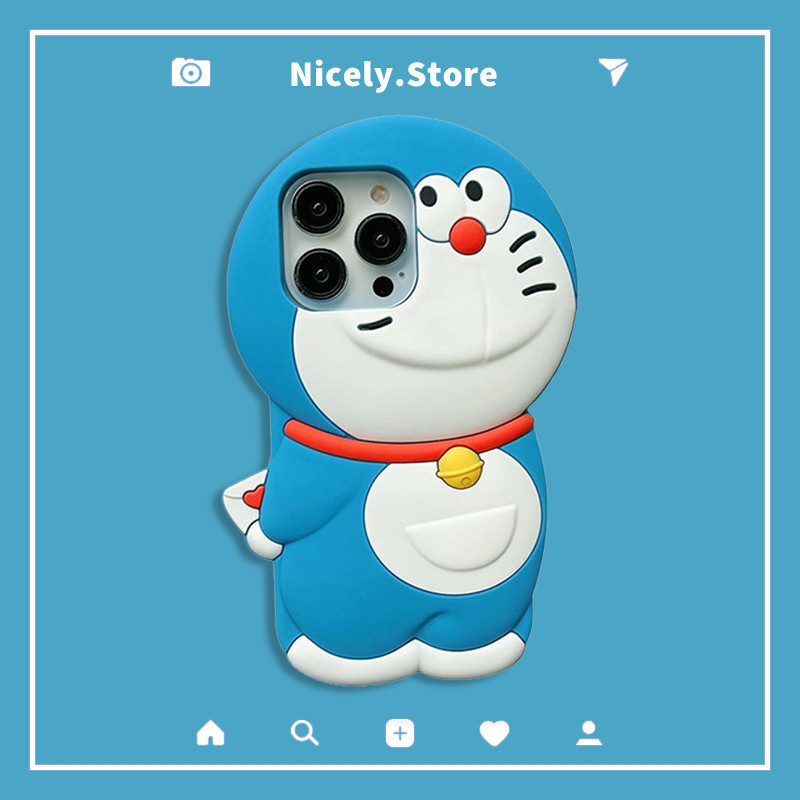 Silicone Cartoon Doraemon Phone Case Compatible for iPhone 15 14 13 12 ...