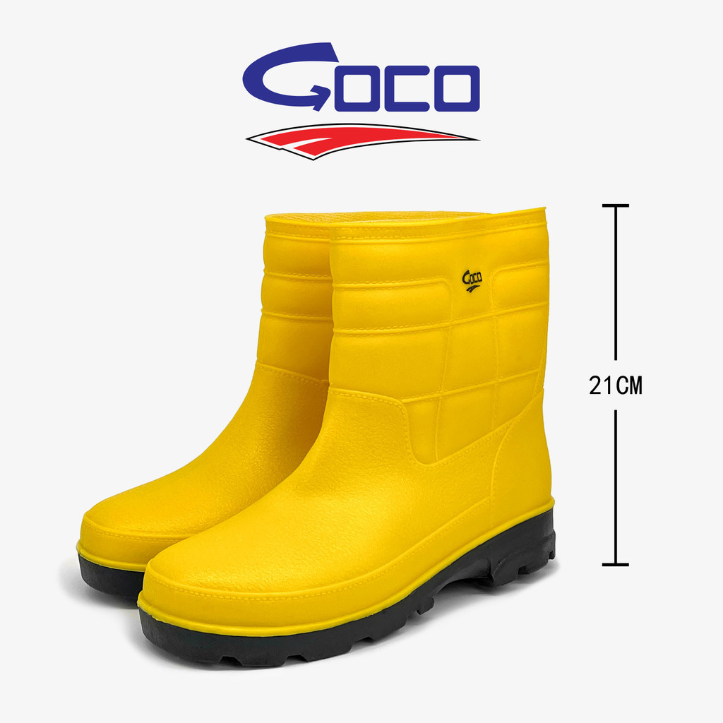 GOCO Yellow Safety Rubber Rain Boot Waterproof Anti-Slip Kasut But ...