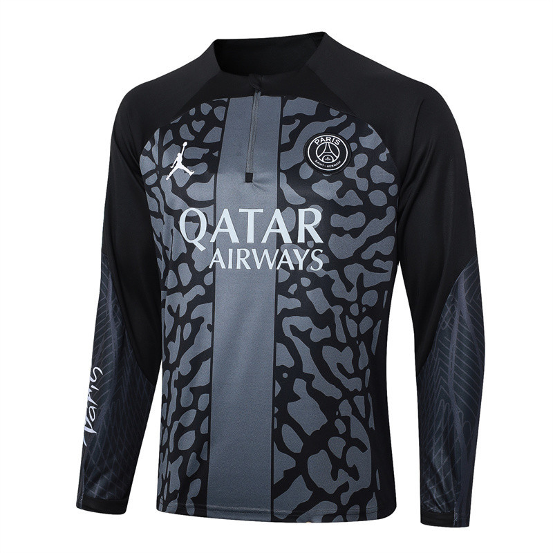 23-24psg black camouflage long sleeved sportswear with half zipper and ...