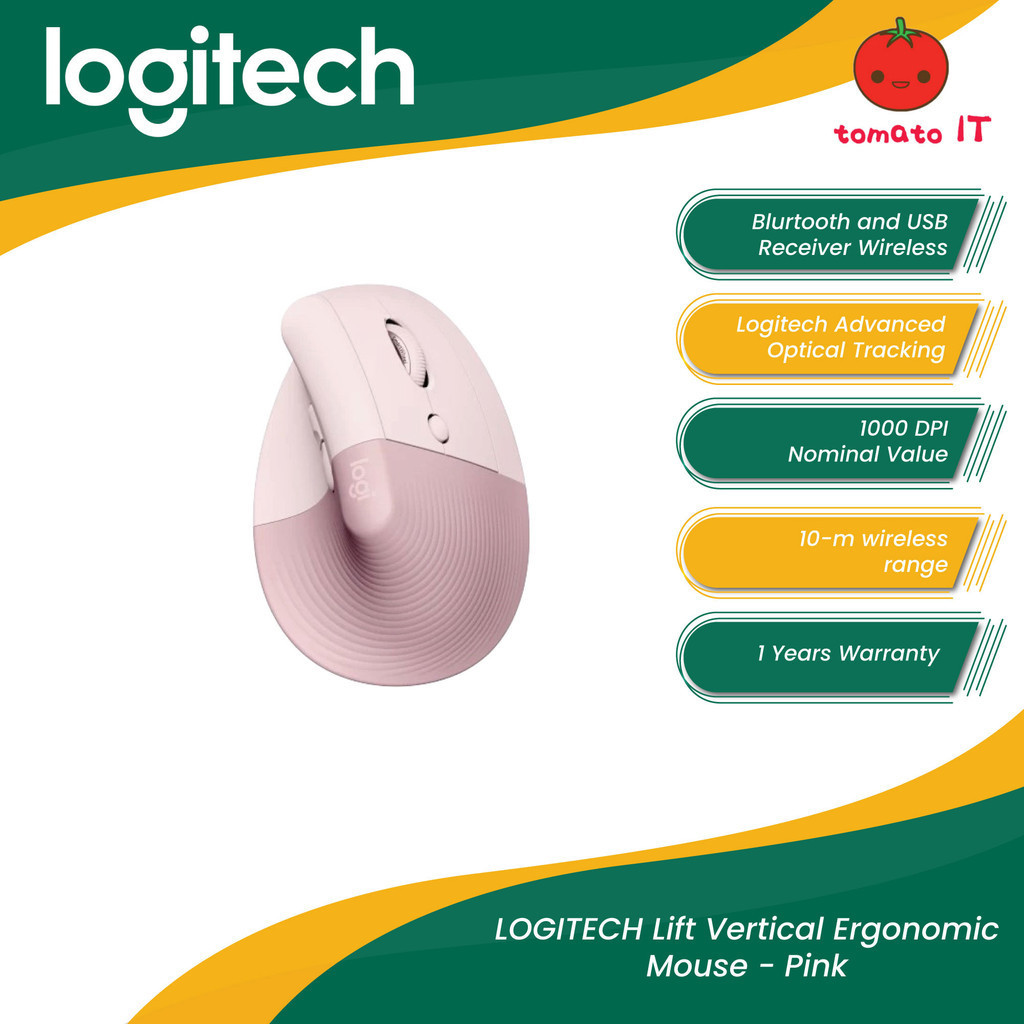 MOUSE / LOGITECH LIFT VERTICAL ERGONOMIC MOUSE / BT AND USB RECEIVER ...