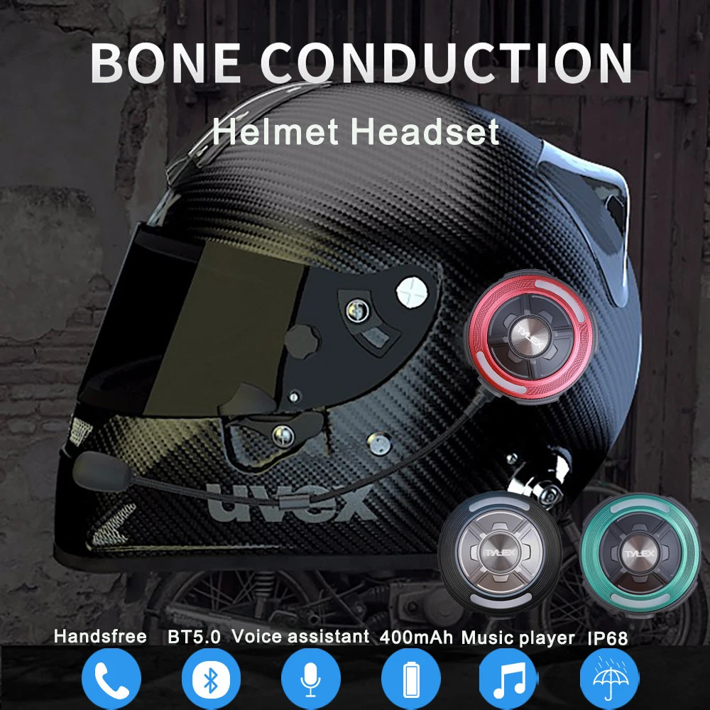 Free Ear Bone Conduction Motorcycle Helmet Headset Bluetooth 5.0 ...