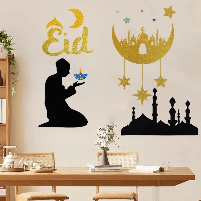 EID Mubarak Wall Stickers Stars Moon Raya DIY Window Door Stickers ...