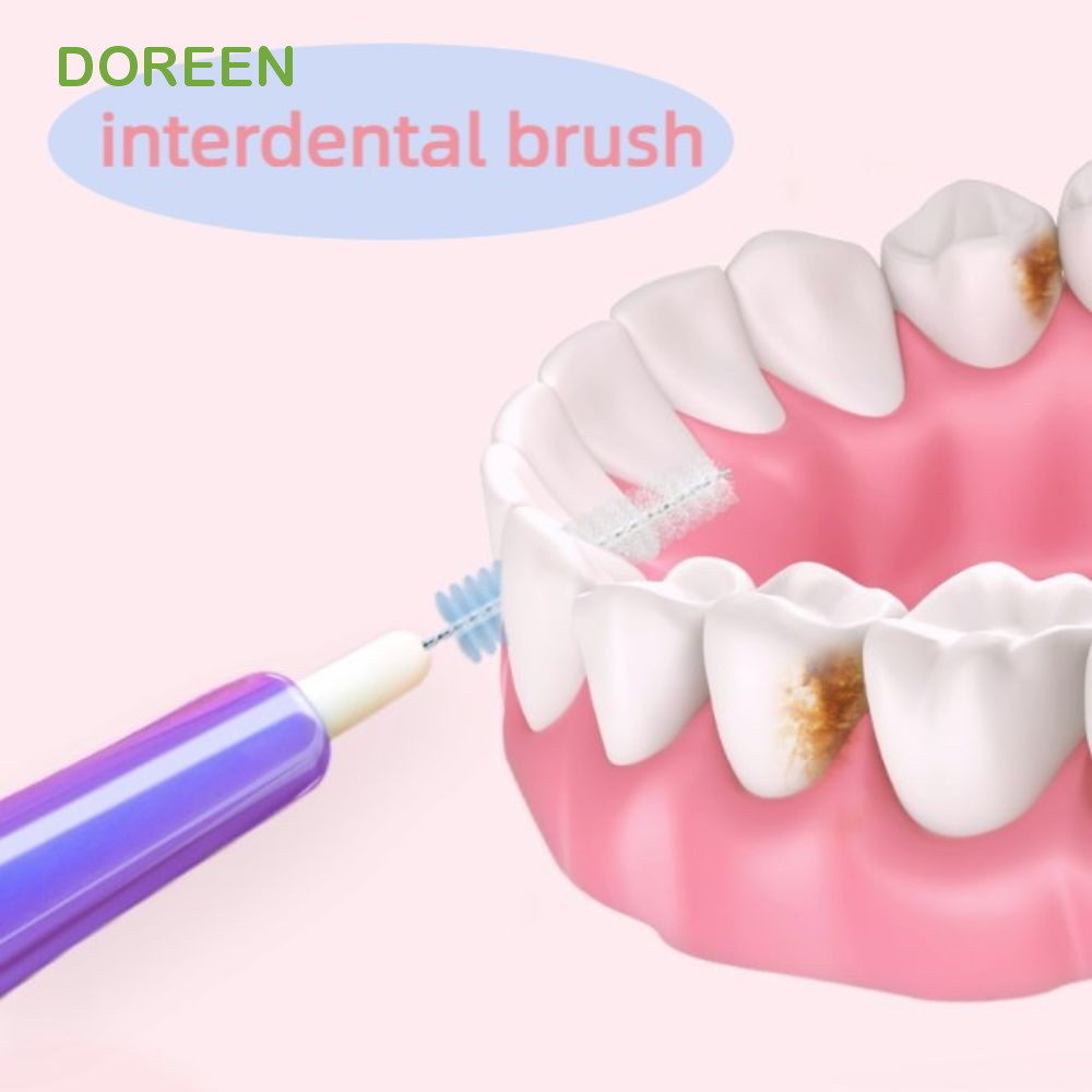 DOREEN 60 Pcs Interdental Brushes, 0.6-1.5mm Push-pull Toothpicks, PE I-shape Reuseable Portable ...