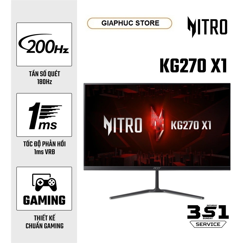 Acer Nitro KG270 X1 Super Speed Gaming Monitor (27 inch/FHD/IPS/200Hz ...