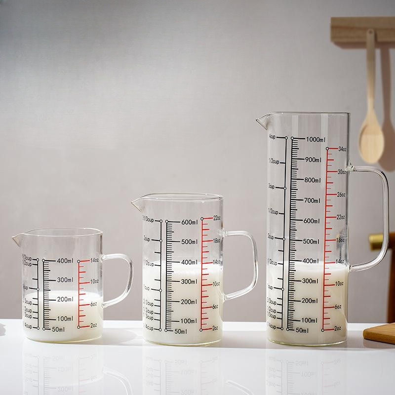 High Temperature Resistant Glass Scale Measuring Cup with Handle Egg ...
