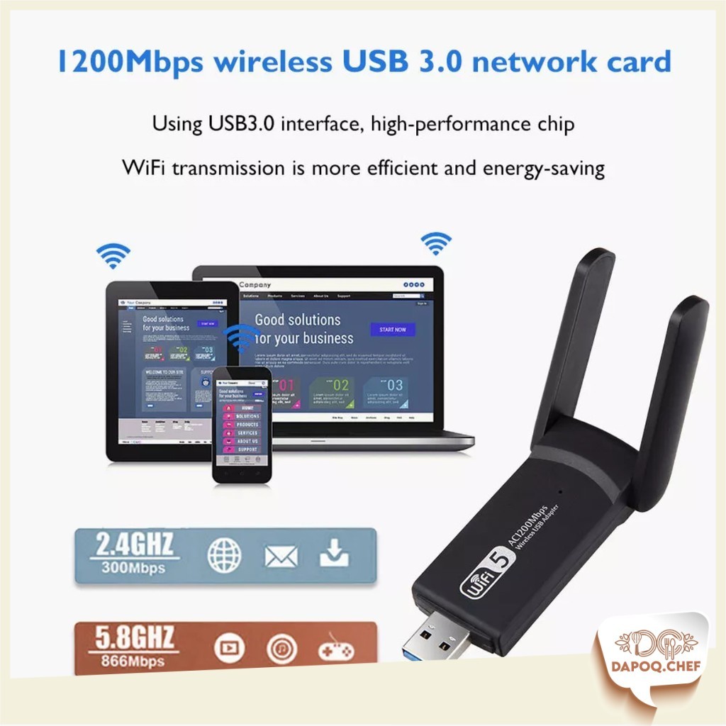 DC Fast USB WiFi Adapter 600Mbps Dual Band 5G & 2.4G Wireless Internet ...