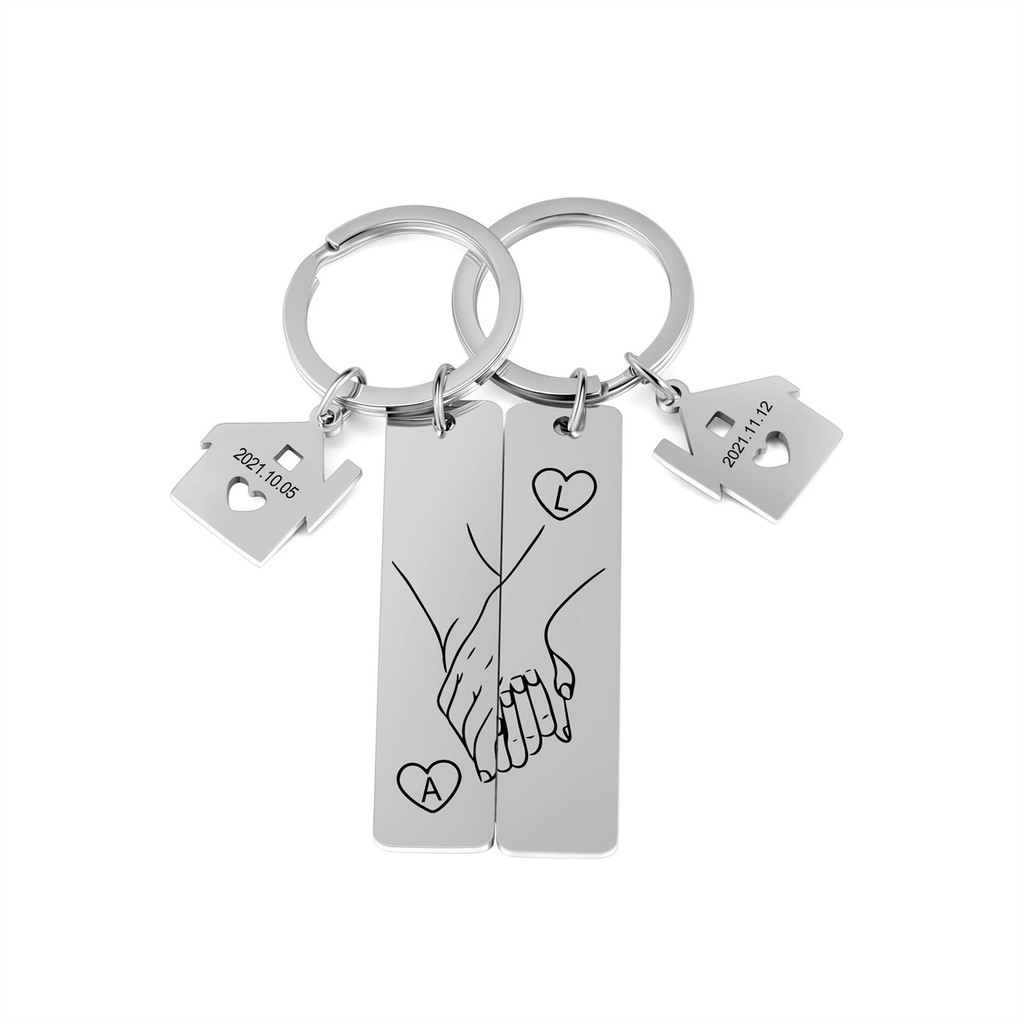 Customized Name Couple Keychain Stainless Steel Laser Engraving ...