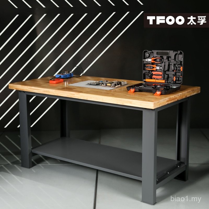 Taifu Double Layer Workbench Solid Wood Table Fitter Table with Storage ...