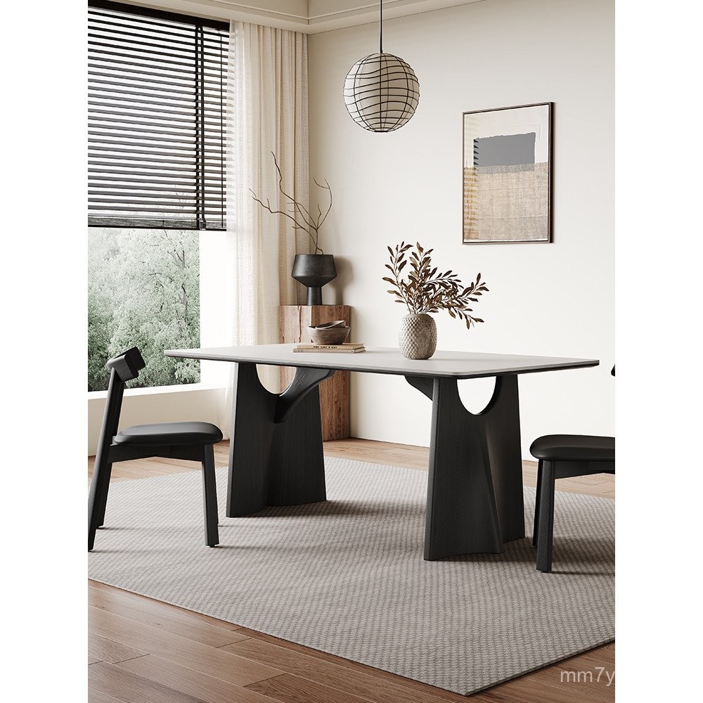 August Crow Retro Black Solid Wood Dining Table Simple Designer Style ...