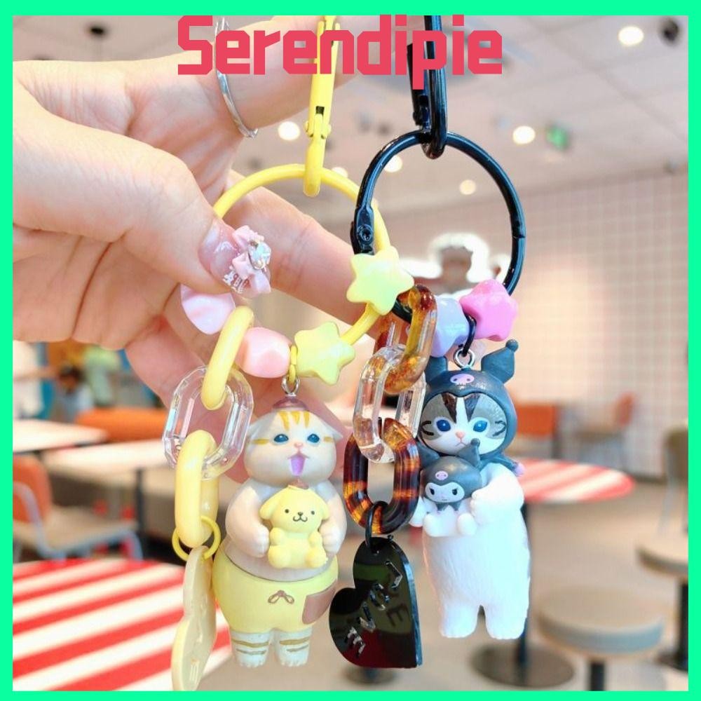 SERENDIPIE Sanrio Keychain, Cartoon Shark Cat Sanrio Shark Cat Pendant, PVC Car Keychain ...