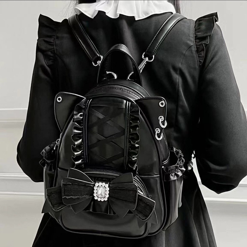 Lace Cat Ear Backpack Student Large Capacity Backpack Female | Shopee ...