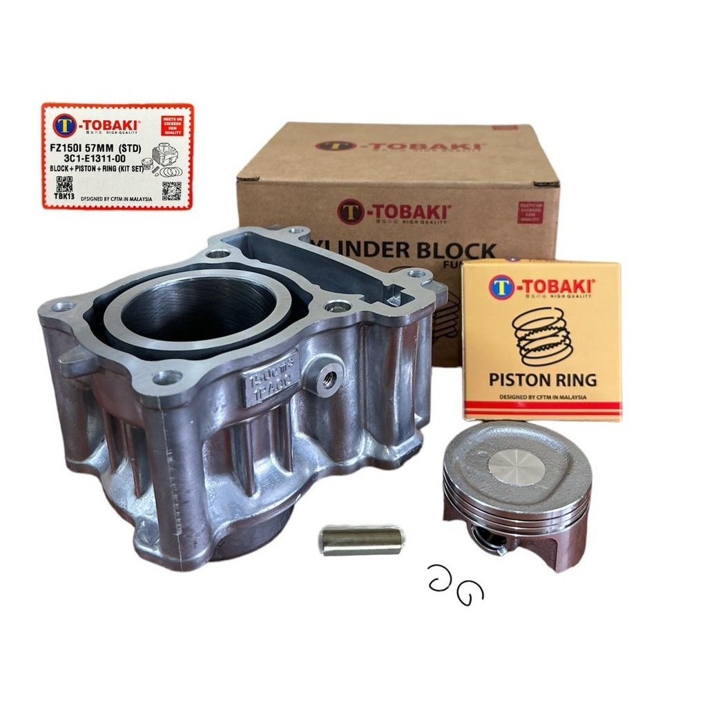 Tobaki Yamaha FZ 150i FZ150i FZ150 57mm STD Cylinder Block Set + Piston ...