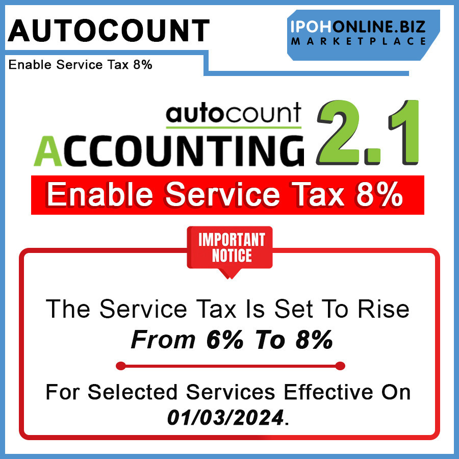 AutoCount Accounting 2.1 Enable Service Tax 8% Installation Pendrive ...