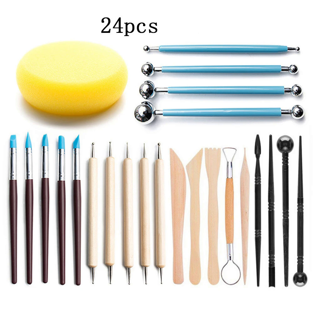24PCS Polymer Clay Tools Clay Tools Kit Ceramics Clay Sculpting Tools ...