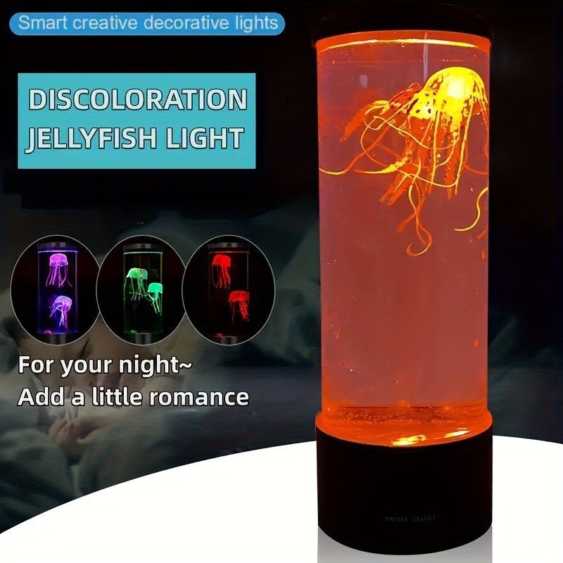 300mm 7 Color-Changing Jellyfish Lava Lamp Battery USB Powered Smart ...