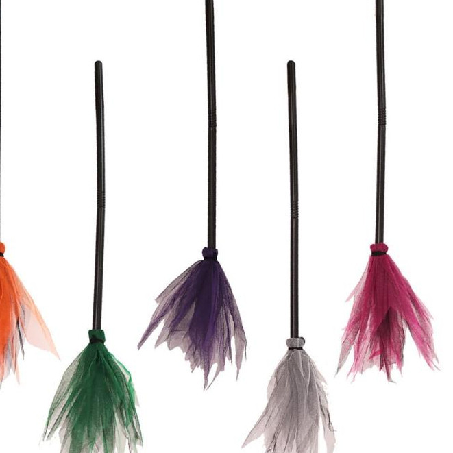 mudahmart246 Halloween Witch Broom Wizard Flying Mesh Tulle Broomstick ...