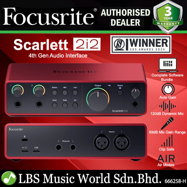 Focusrite Scarlett 2i2 4th Gen USB Recording Audio Interface (4th ...