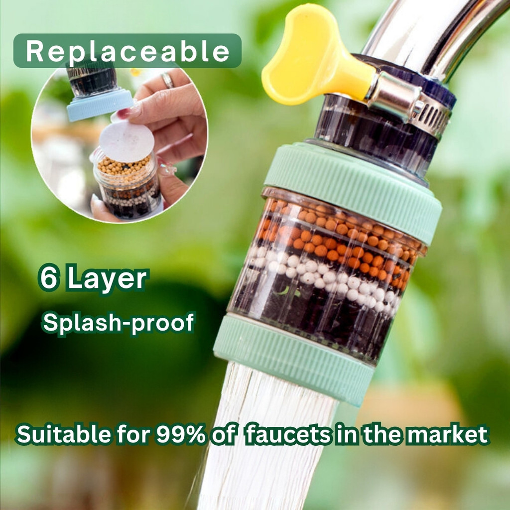 Faucet Tap Water Filter 6 Layer Purifier Replaceable Penapis Air Paip ...